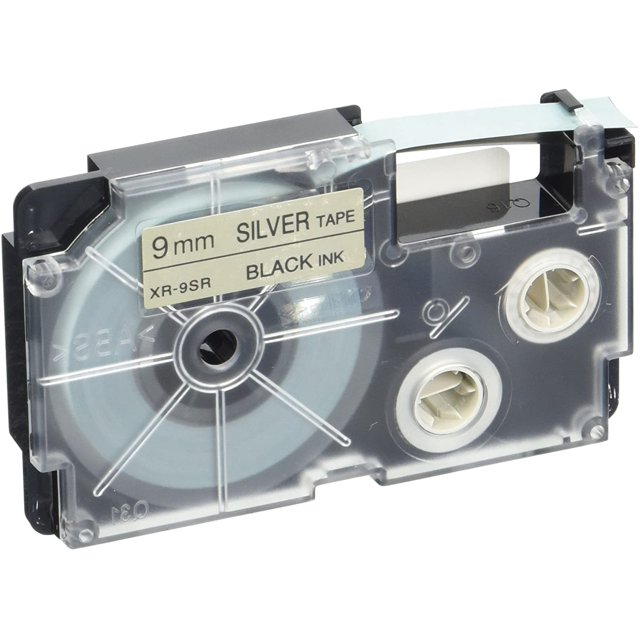 Casio Tape Cassettes for KL Label Makers, 9mm x 26ft, Black on Silver ...