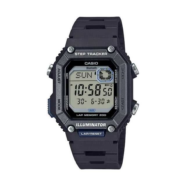 Casio Unisex Bluetooth Connect Step Tracker 200-Lap Watch, Black WS ...