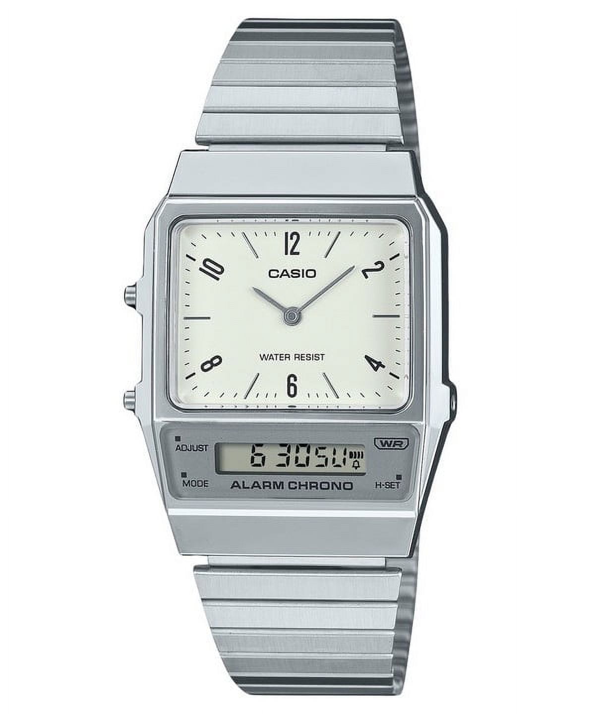 Casio Vintage Analog Digital Dual Time Stainless Steel Bracelet White ...