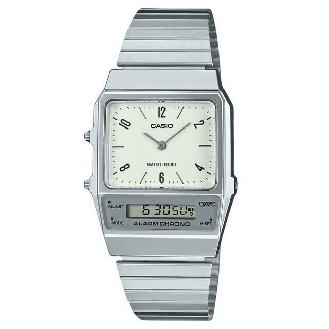Casio Vintage Analog Digital Dual Time Stainless Steel Bracelet White ...