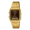 Casio Vintage Analog Digital Gold Tone Stainless Steel Brown Dial ...