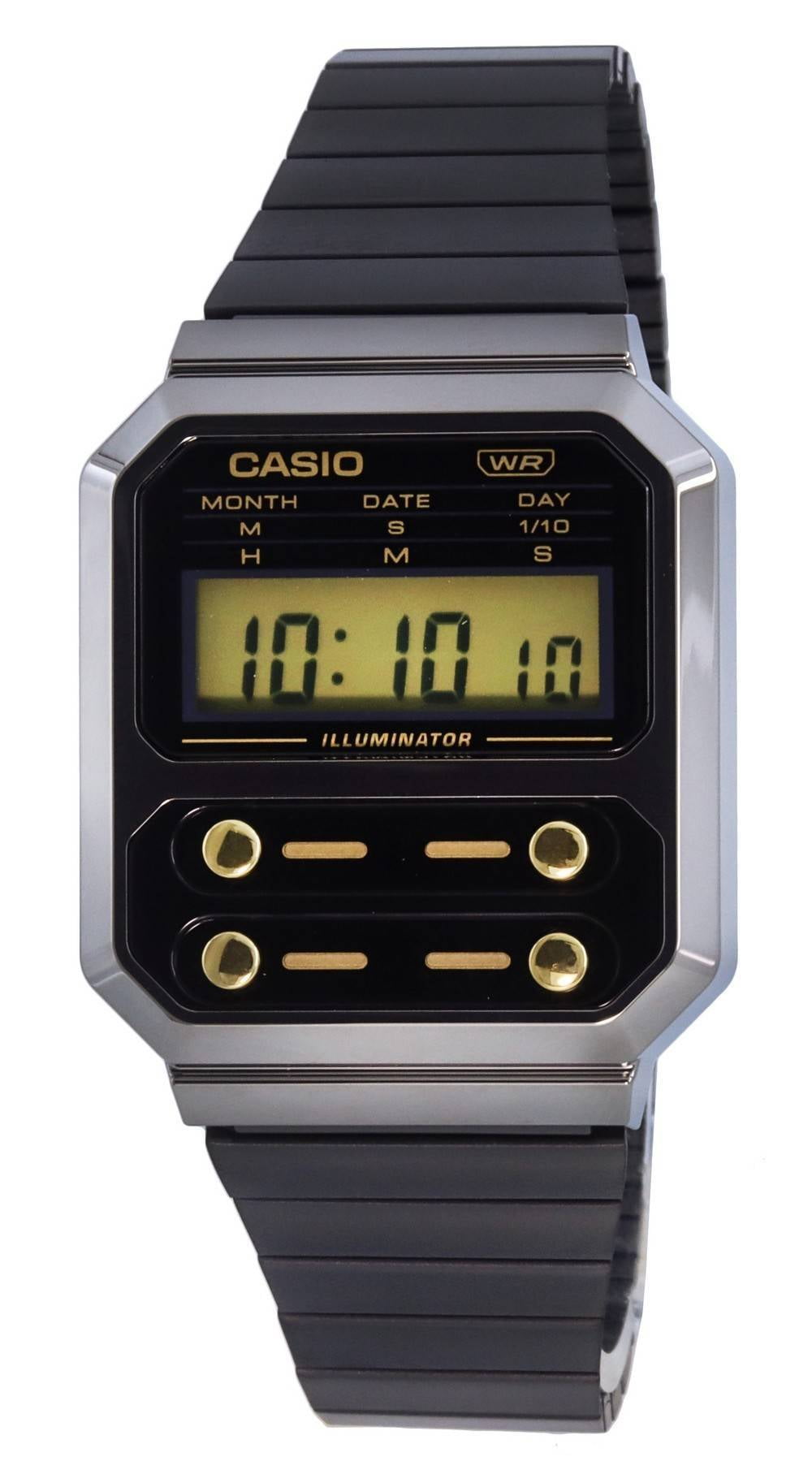 Casio Vintage Small Square Metal Watch with Day & Date, Stainless Steel ...