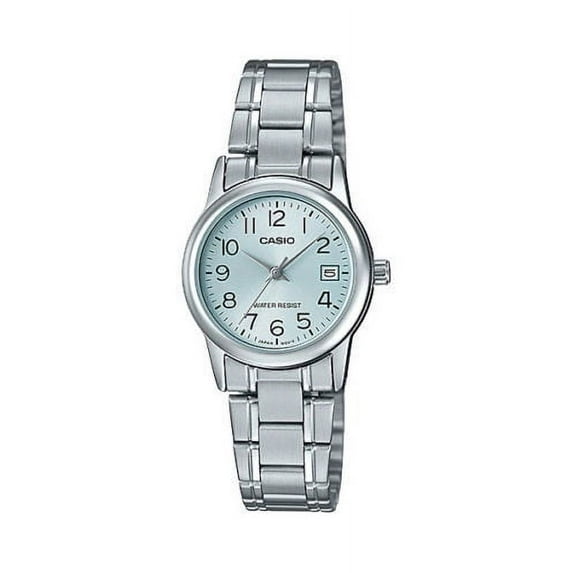 Casio Women's Analog Quartz Watch, Blue Dial, Silver Stainless Steel ...