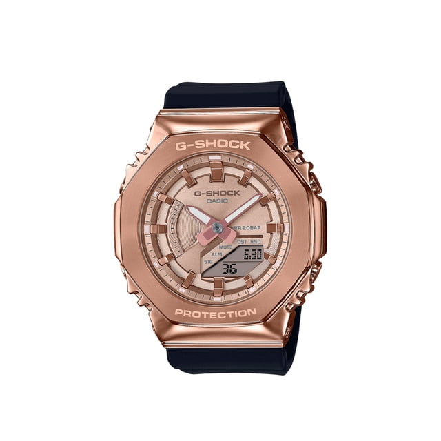 Casio G-Shock GM-S2100PG-1A4CR Rose Gold Black Mini Metal Bezel Watch ...