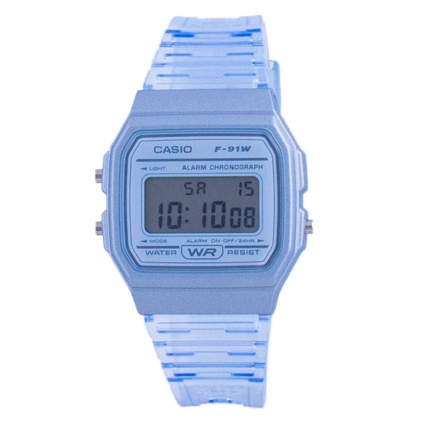 Casio Youth Clear Blue Resin Band Digital F-91WS-2 F91WS-2 Unisex Watch ...