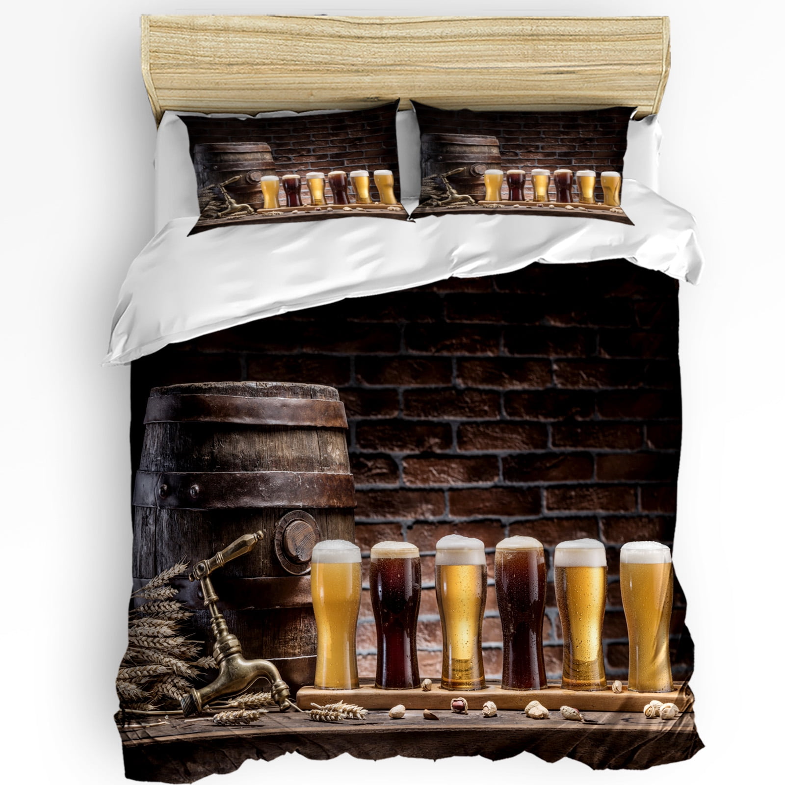 Cask Wine Glass Beer St Brick Retro 3pcs Duvet Cover Set with Pillow ...