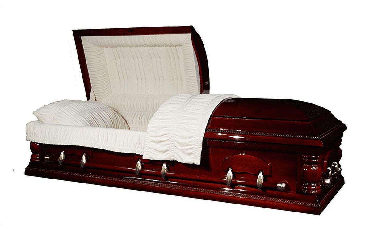 Casket Emporium, Cherry Series, Red Velvet Funeral Casket, Rectangular ...