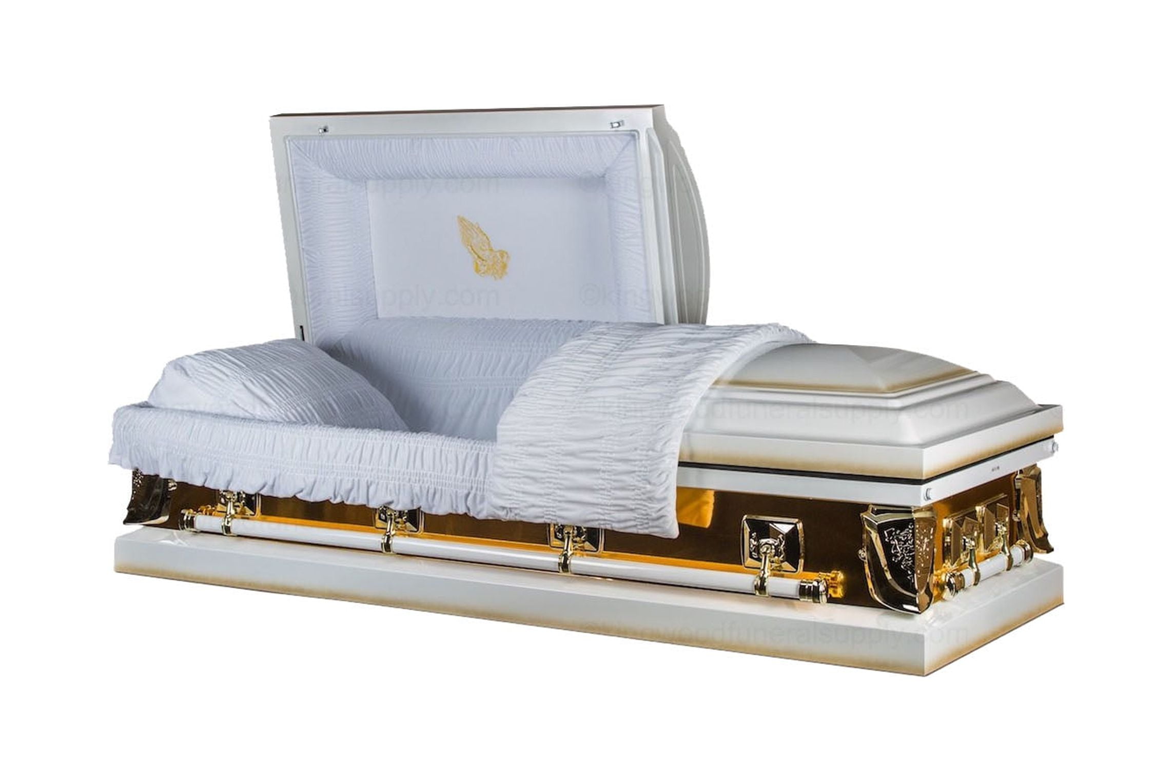 Casket Emporium Mirror Gold Funeral Casket White - Walmart.com