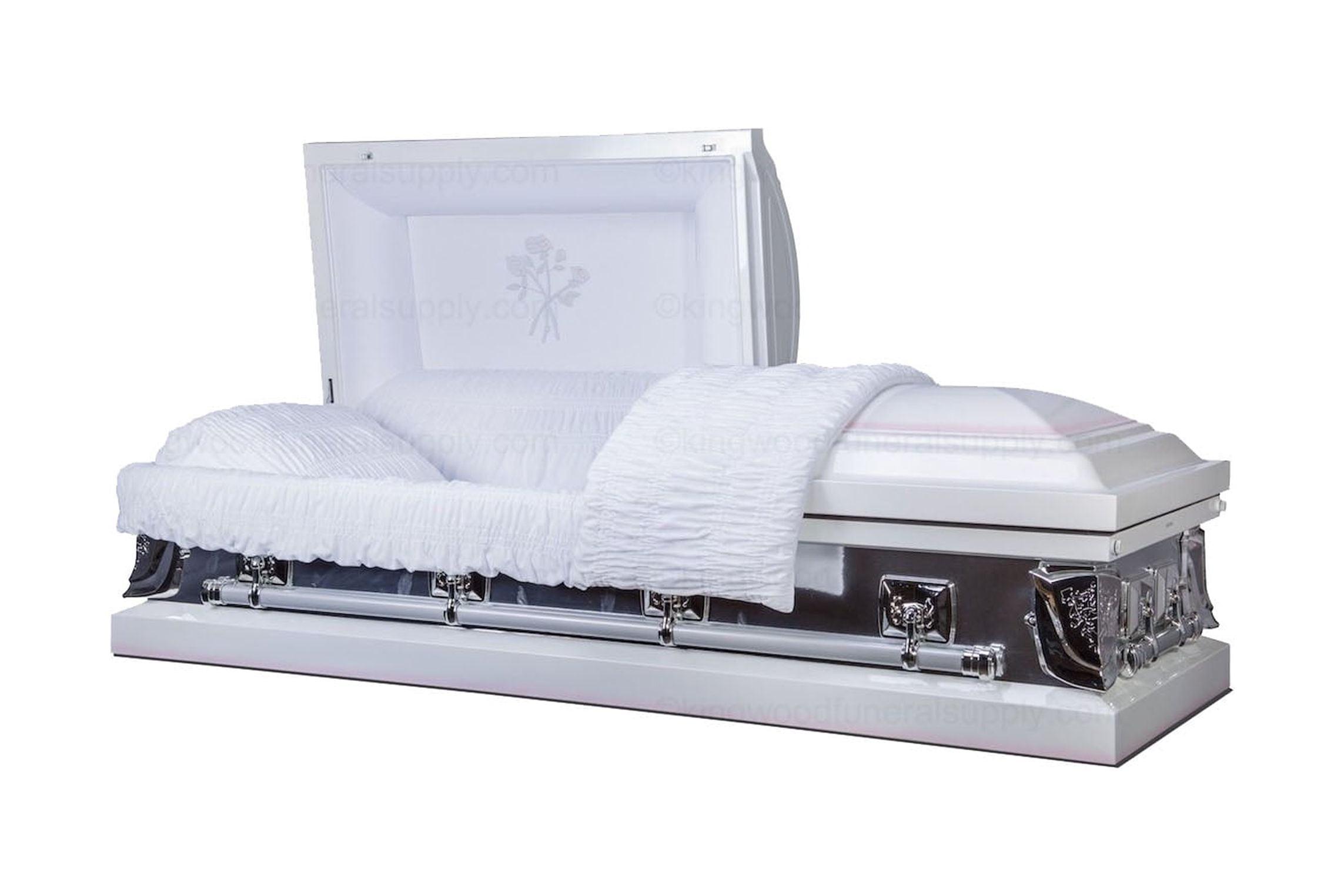 Casket Emporium Velvet Mirror Rose Metal Adjustable Bed Casket ...