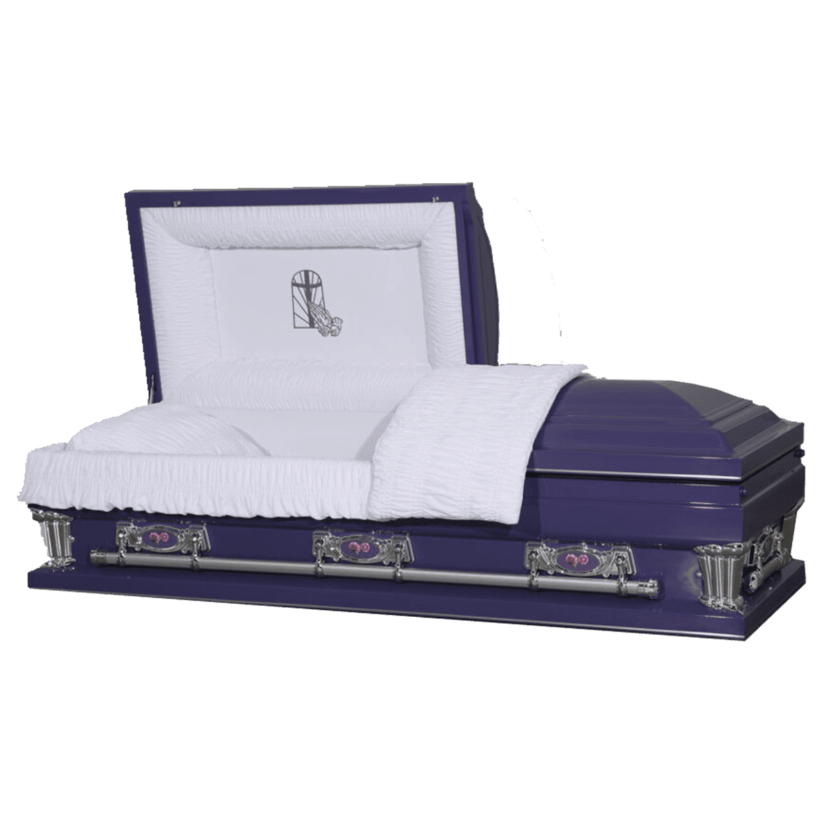 Free Shipping! Casket Emporium Purple Cross Half-Couch Burial Casket ...
