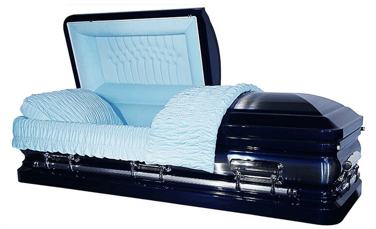 Casket Emporium Supreme Casket, Velvet Material, Green/Silvertone/Blue ...