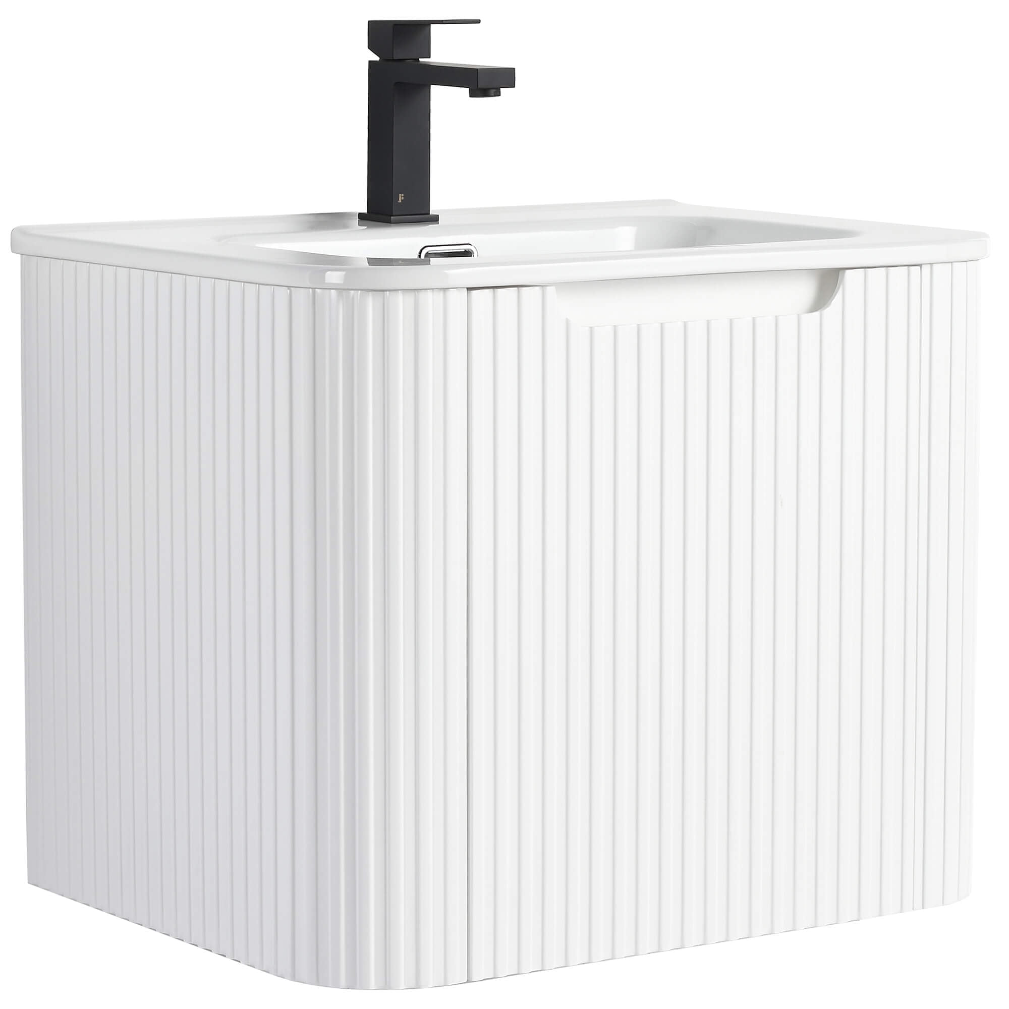 Caskvalley Modern Bathroom Vanity with Straight Fluted Design 24" Wide ...