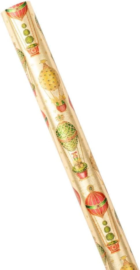 Caspari Christmas in the Air Foil Gift Wrapping Paper in Gold - Six 30 ...