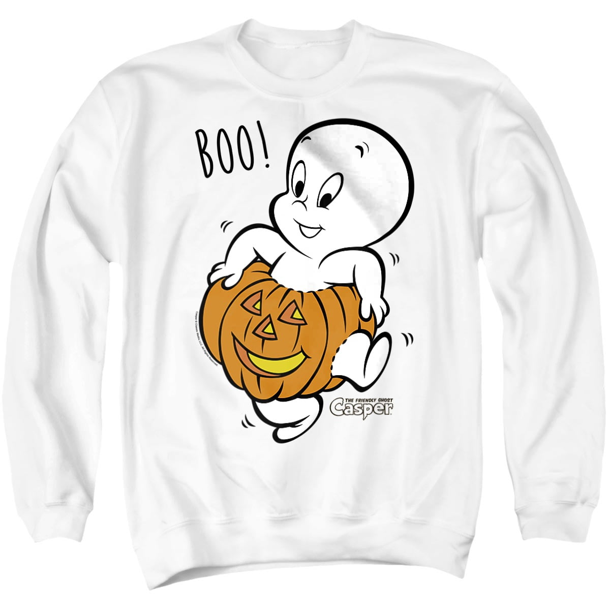 Casper Boo Pumpkin Unisex Adult Crewneck Sweatshirt, White, X-Large ...