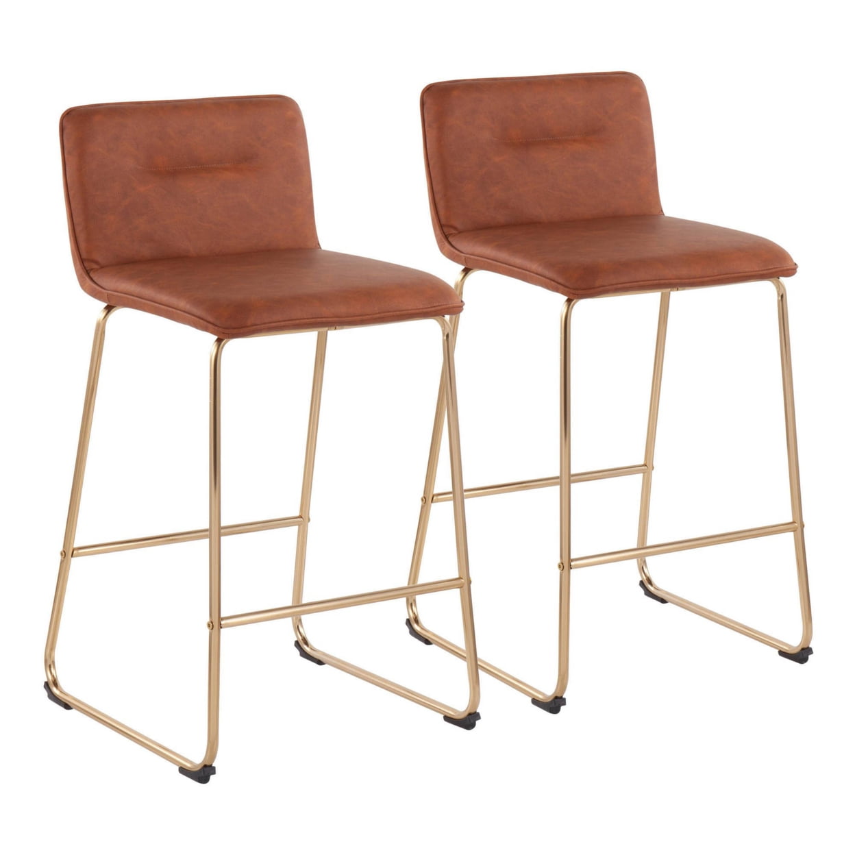 Casper Fixed-Height Contemporary Counter Stool In Gold Metal And Camel ...