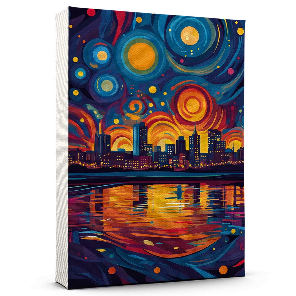 Casper Travel Canvas Art Print, Wyoming Wall Canvas Starry Night ...