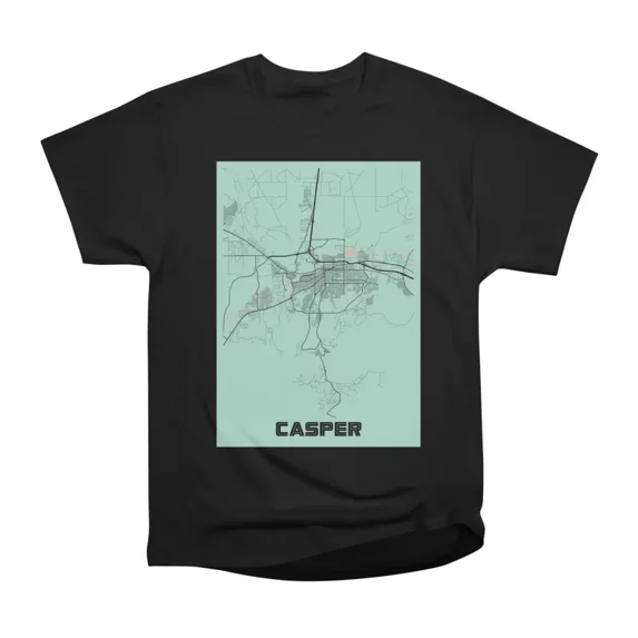 Casper United States Peony City Map T-Shirt Tee Gift For Him Merch For ...