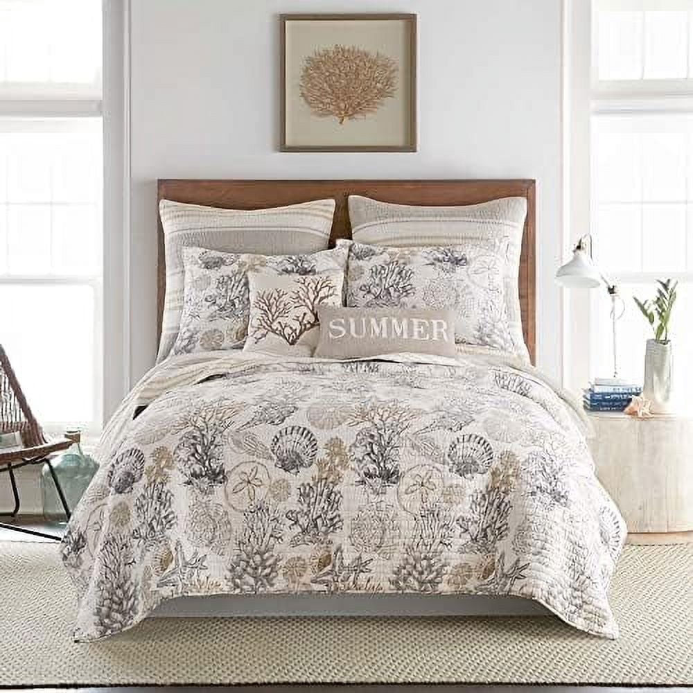 - Caspian Sea Neutral Quilt Set - /Cal Quilt (106x92in.) + Two Pillow ...