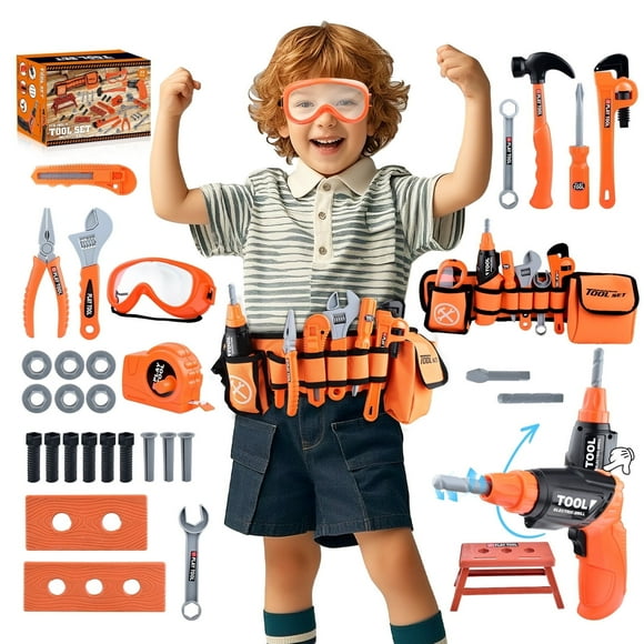 Kids Toy Tools Collection with Construction Sets and Accessories
