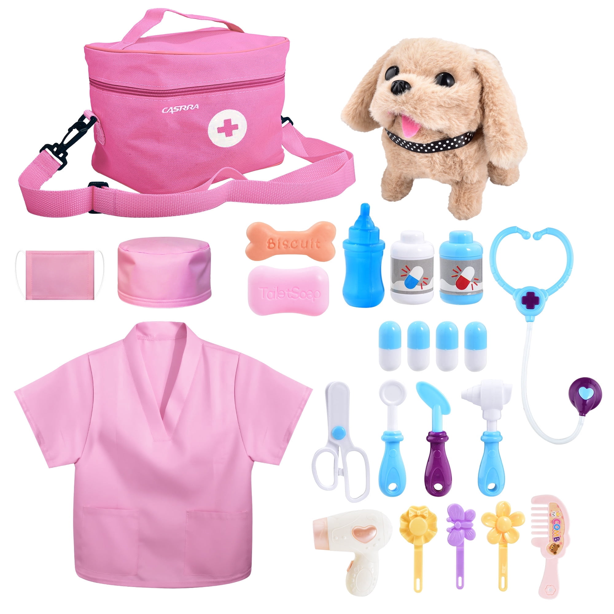 Casrra Toddler Doctor Kit with Vet Tools & Plush Dog - Walmart.com