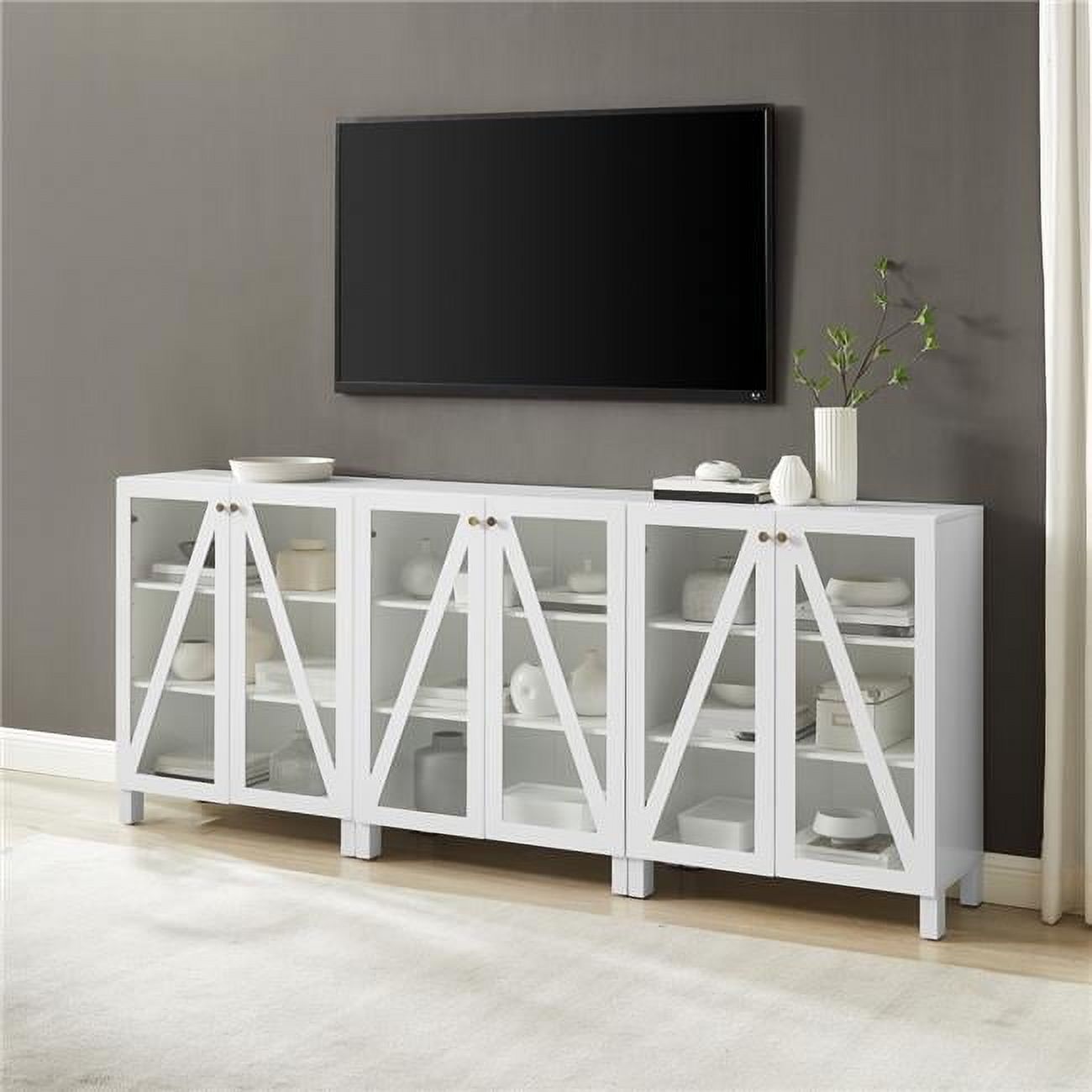 Cassai Media Storage Cabinet Set, White - 3 Piece - Walmart.com
