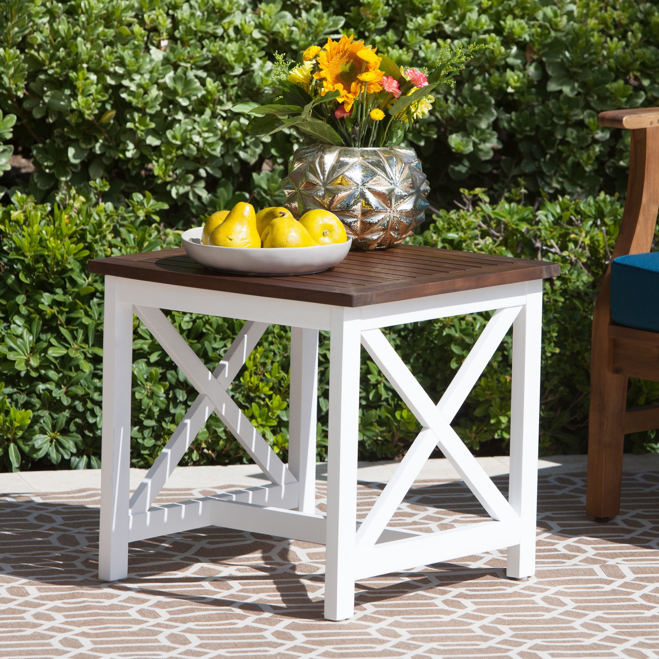 Cassandra Square Outdoor Farmhouse Cottage Dark Oak Acacia Wood End ...