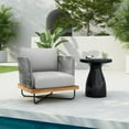 Cassants Upholstered Outdoor Patio Lounge Chair with Iron Base, Acacia ...