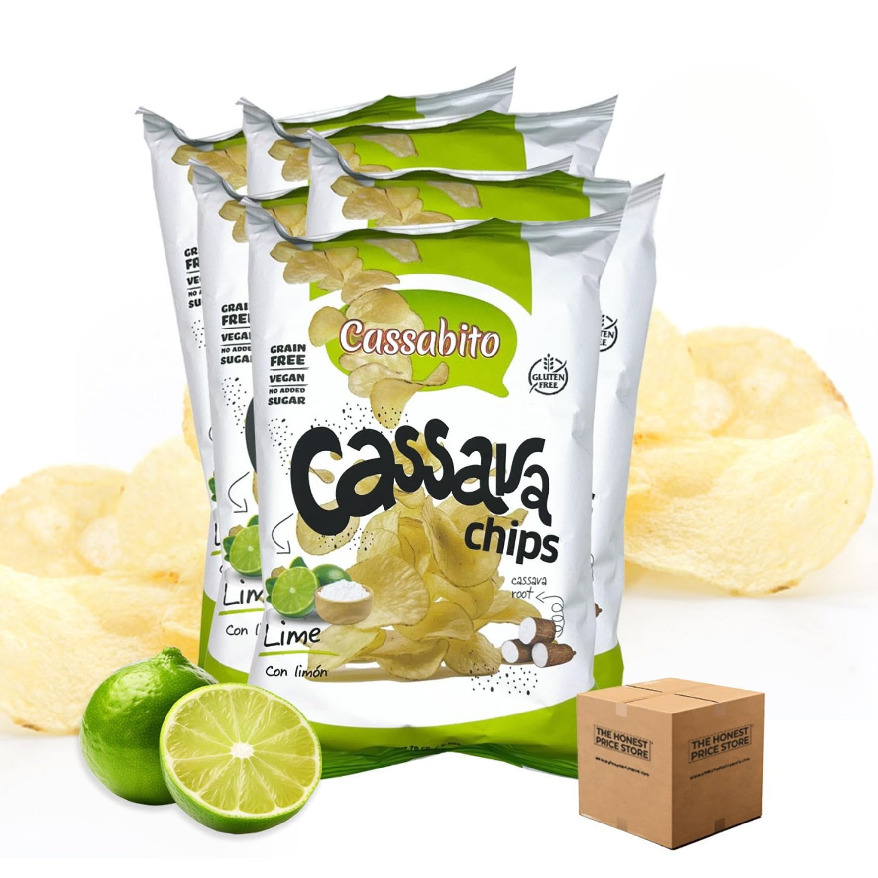 Cassava Chips Salt & Lime Crispy, Thinly Sliced Yuca Snack - 5 Pack ...