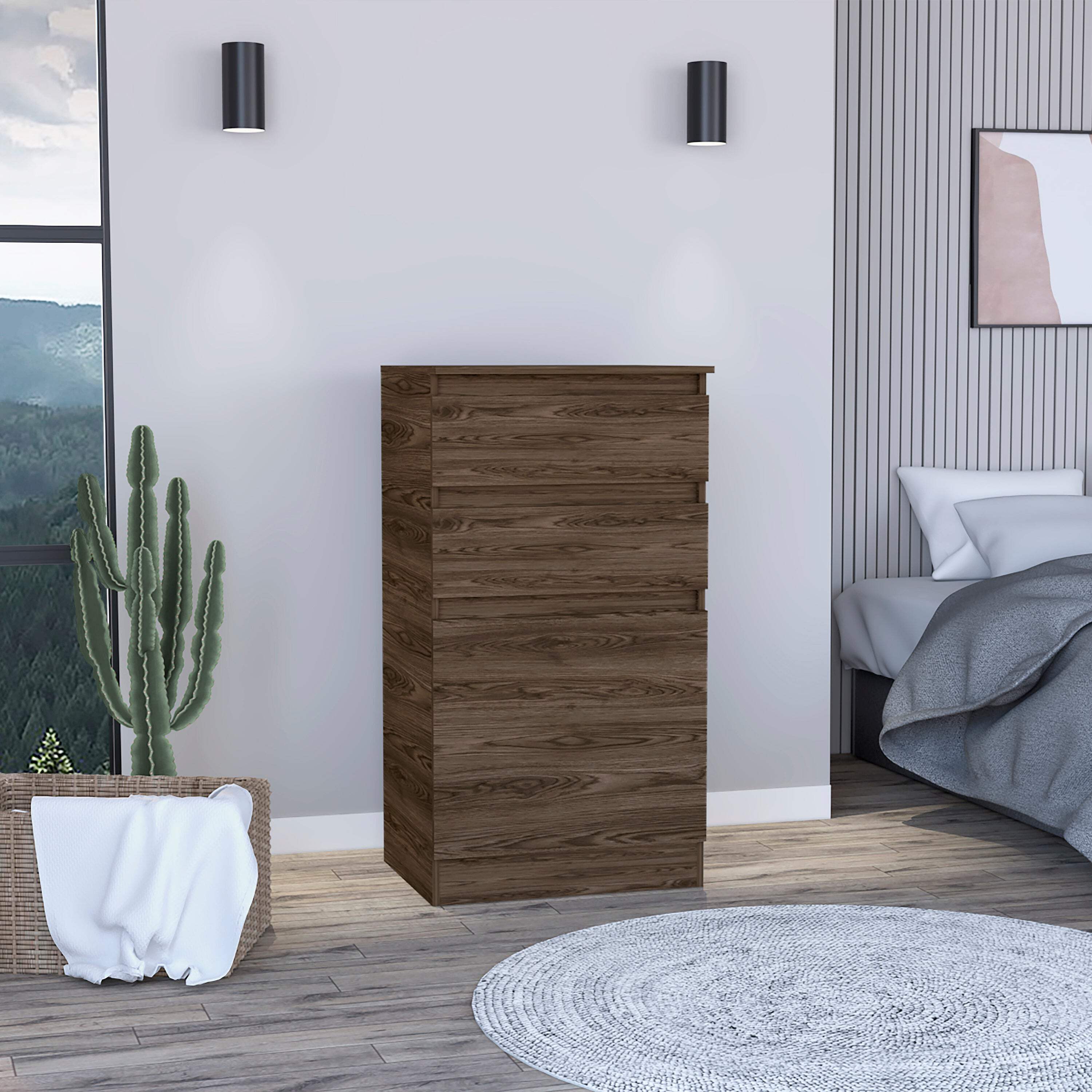 Cassel 2 Drawer Dresser Dark Walnut Brown Particle Board - Walmart.com