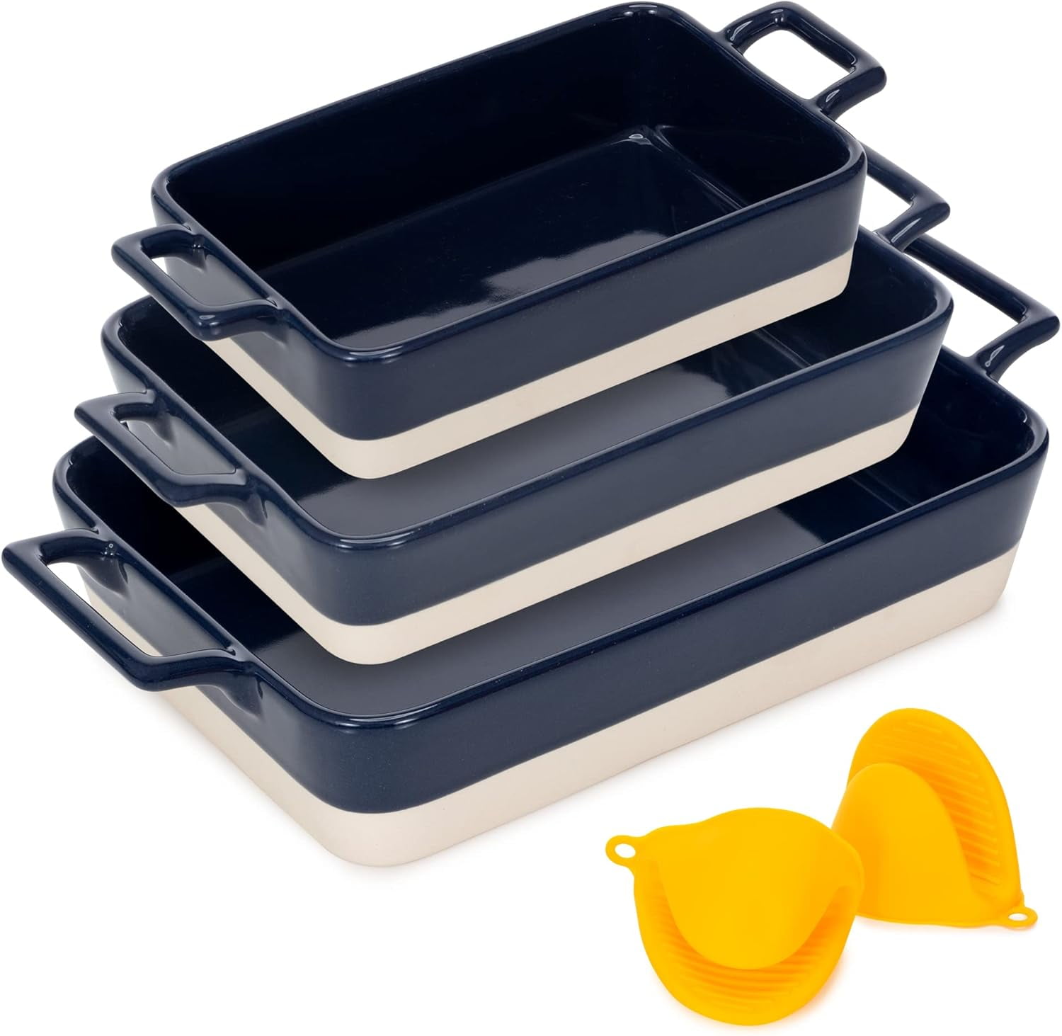 Casserole Dish Set - 3 Ceramic Baking Dishes for Oven with Silicone ...