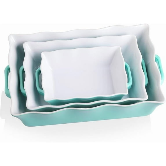 Casserole Dishes for Oven, Ceramic Bakeware Set of 3, Rectangular ...