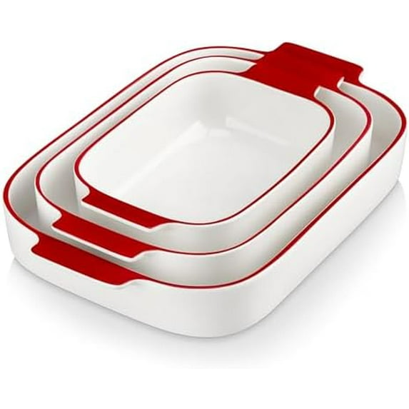Casserole Dishes for Oven, Ceramic Baking Dishes Set of 3, Rectangular ...