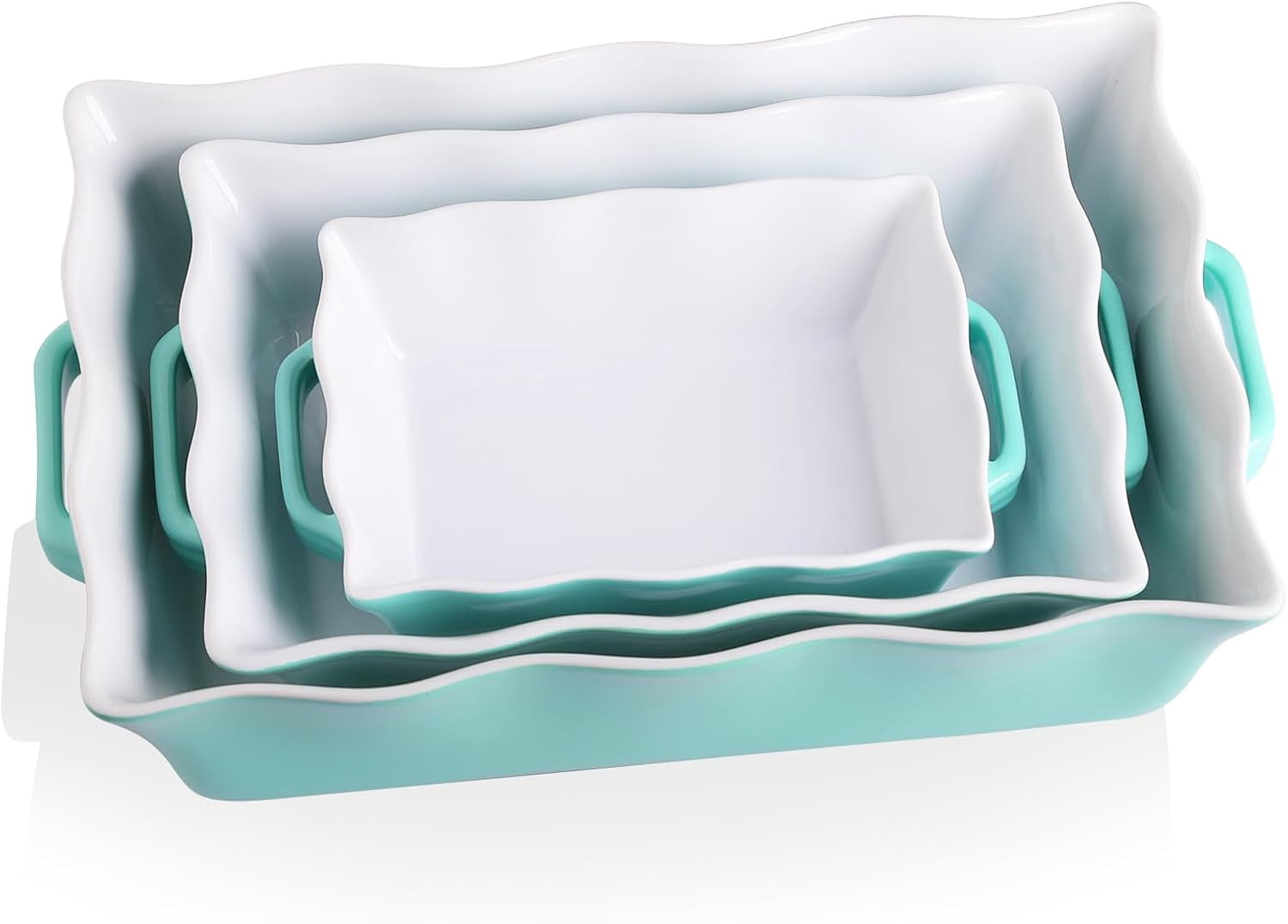 Casserole Dishes for Oven, Ceramic Set of 3, Rectangular Baking dish ...