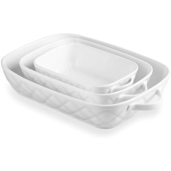 Casserole Dishes for Oven, Baking Dish Set of 3,Ceramic Bakeware Set ...