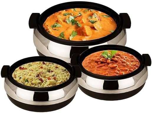 Casserole Set for Kitchen | Inner Stainless Steel Casserole | Keeps Food hot & Fresh Chapati ...
