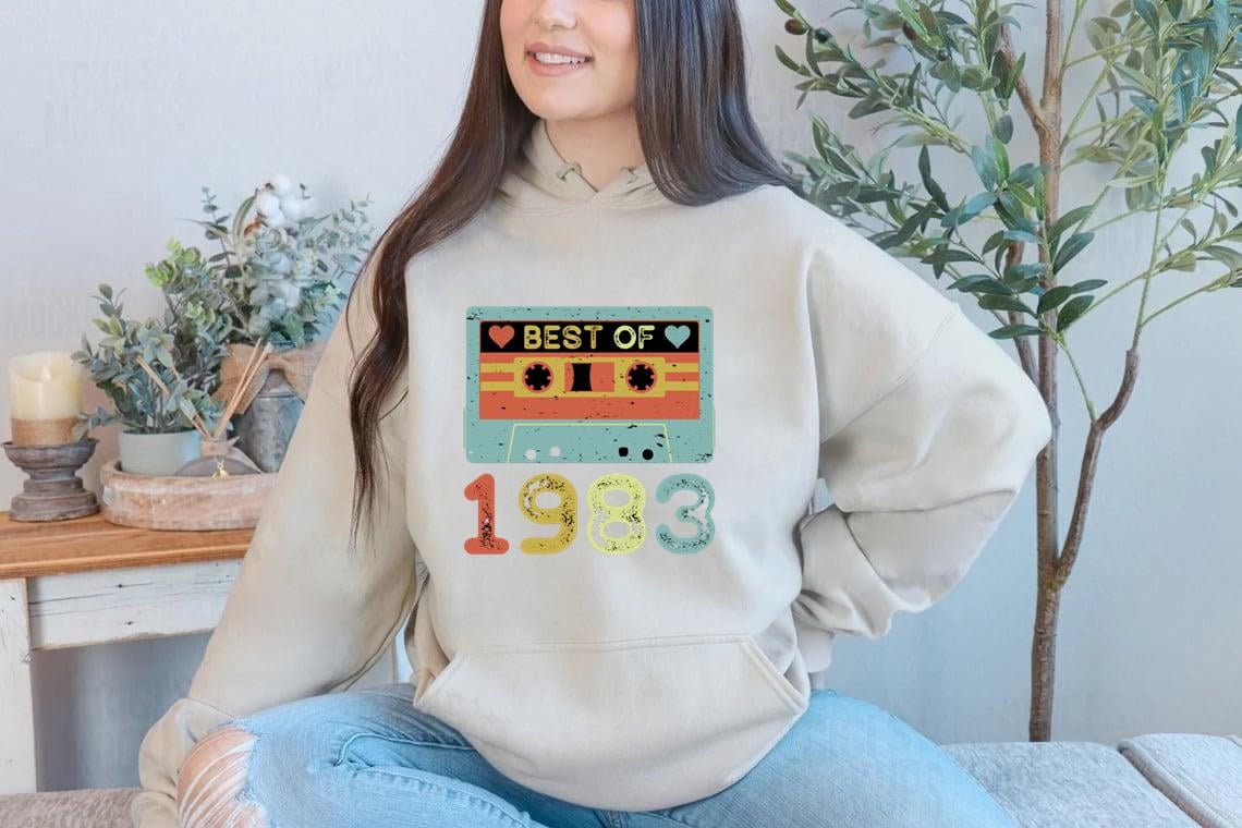 Cassette 1983 Hoodie Vintage 40th Birthday Graphic for Music Fans, for men & women, up to size ...