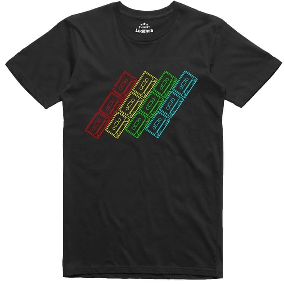 Cassette Audio Tape Spectrum Colours Retro Gamer 8 Bit Era T Shirt ...