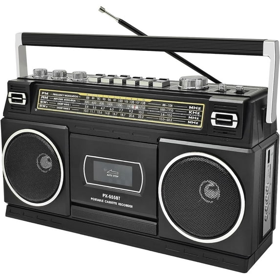 Cassette Player Boombox with Bluetooth, AM/FM/SW Radio & Record to USB ...