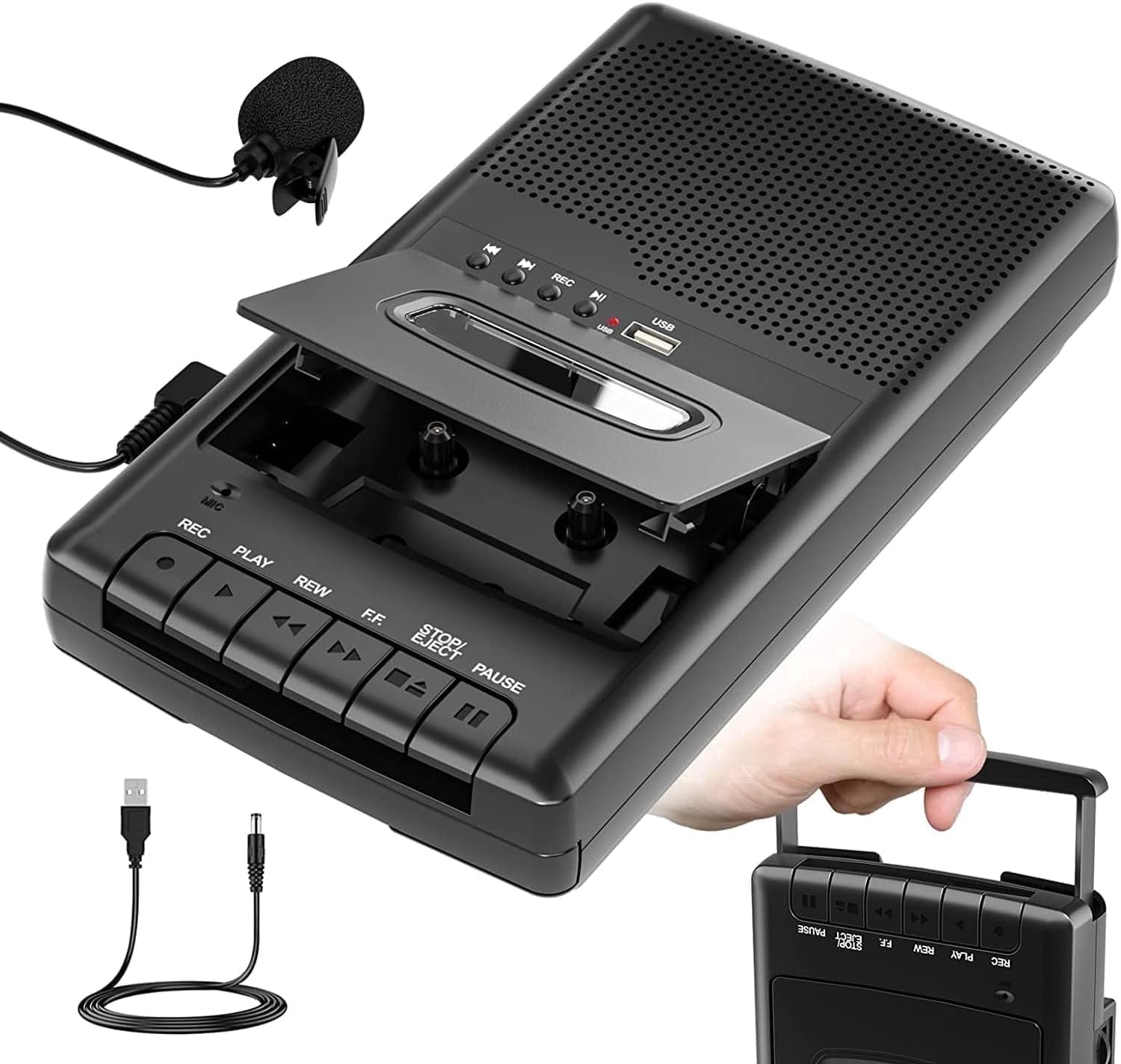 Mersoco Cassette Recorder, Portable Tape Player Converter, Retro USB ...