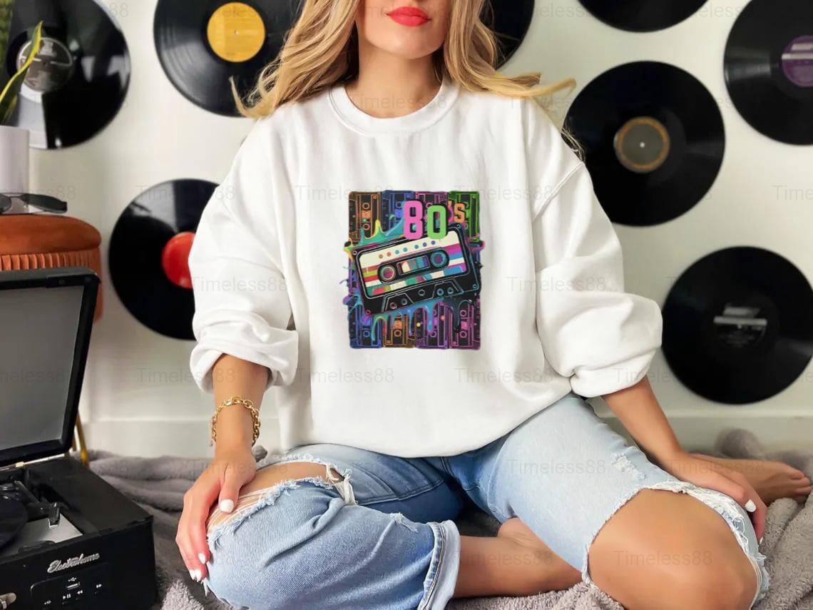 Cassette Retro Sweatshirt with 80s Throwback Boombox Style, for men ...