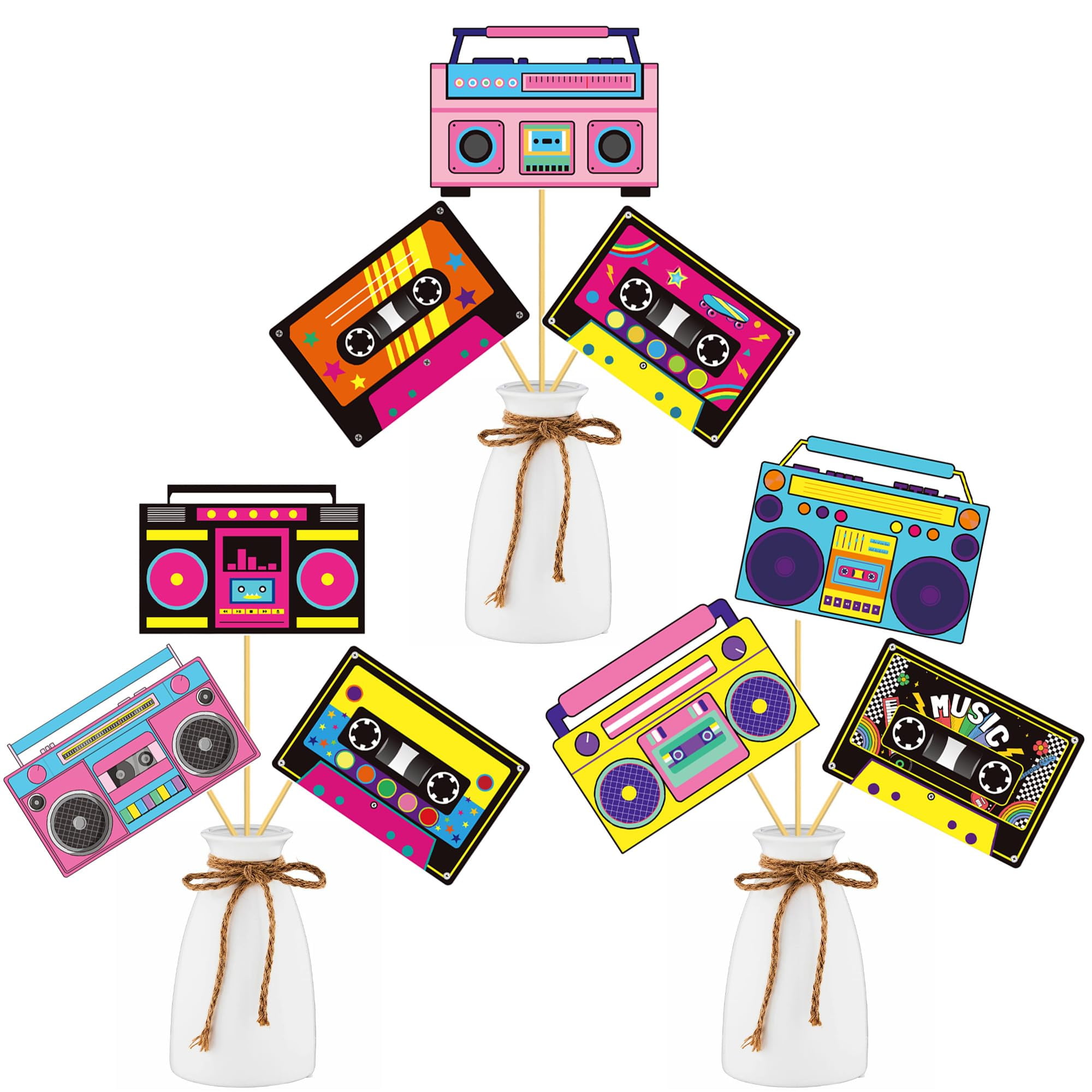 Cassette Tape Boom PriNst Box Centerpiece Sticks 22PCS 1980s Party ...