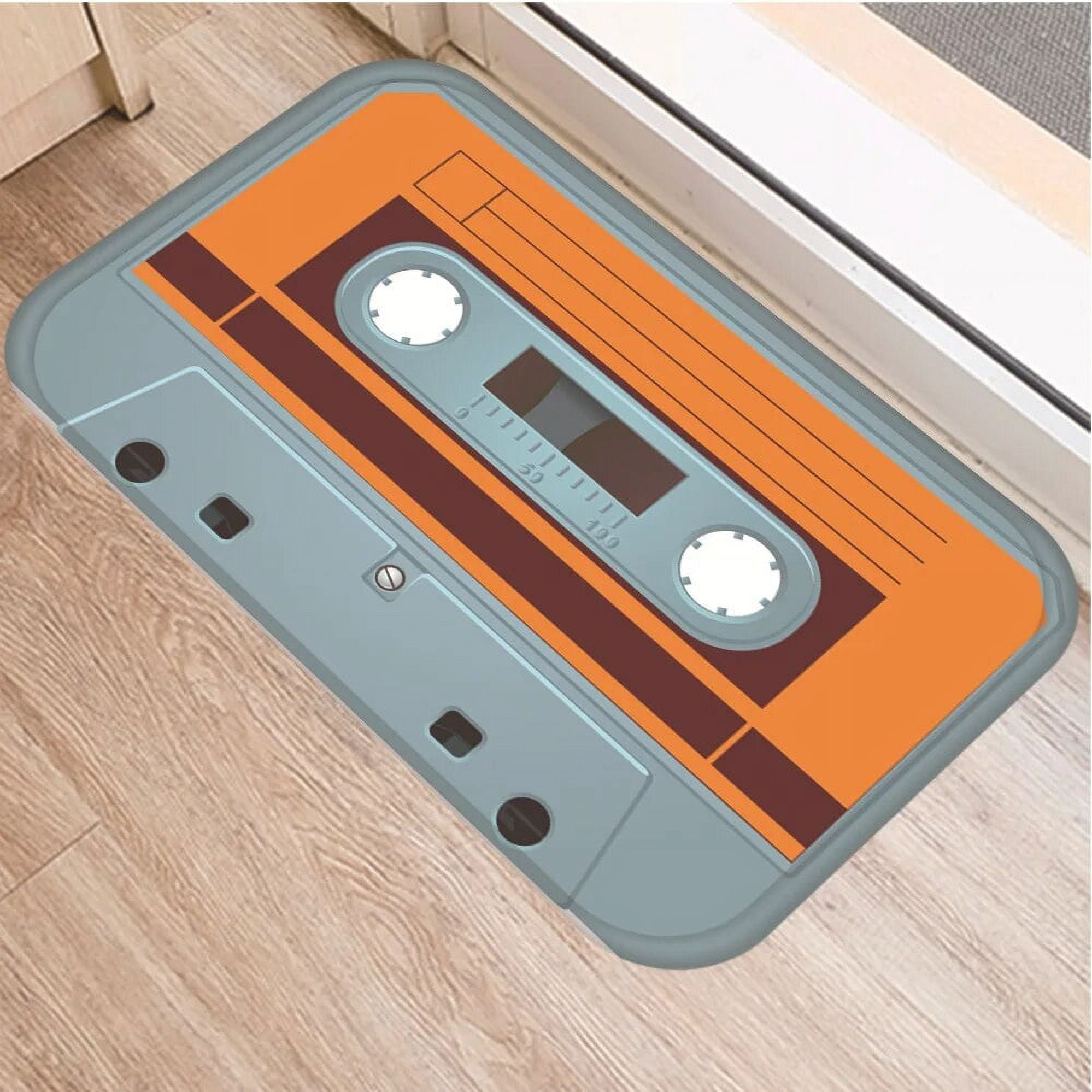 Cassette Tape Pattern Print Anti Slip Carpet Bathroom Kitchen Entrance ...