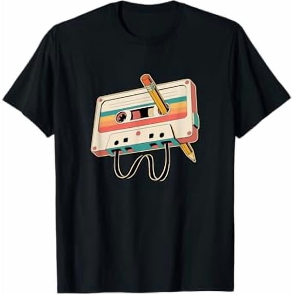 Cassette Tape Pencil Retro T-Shirt - Walmart.com