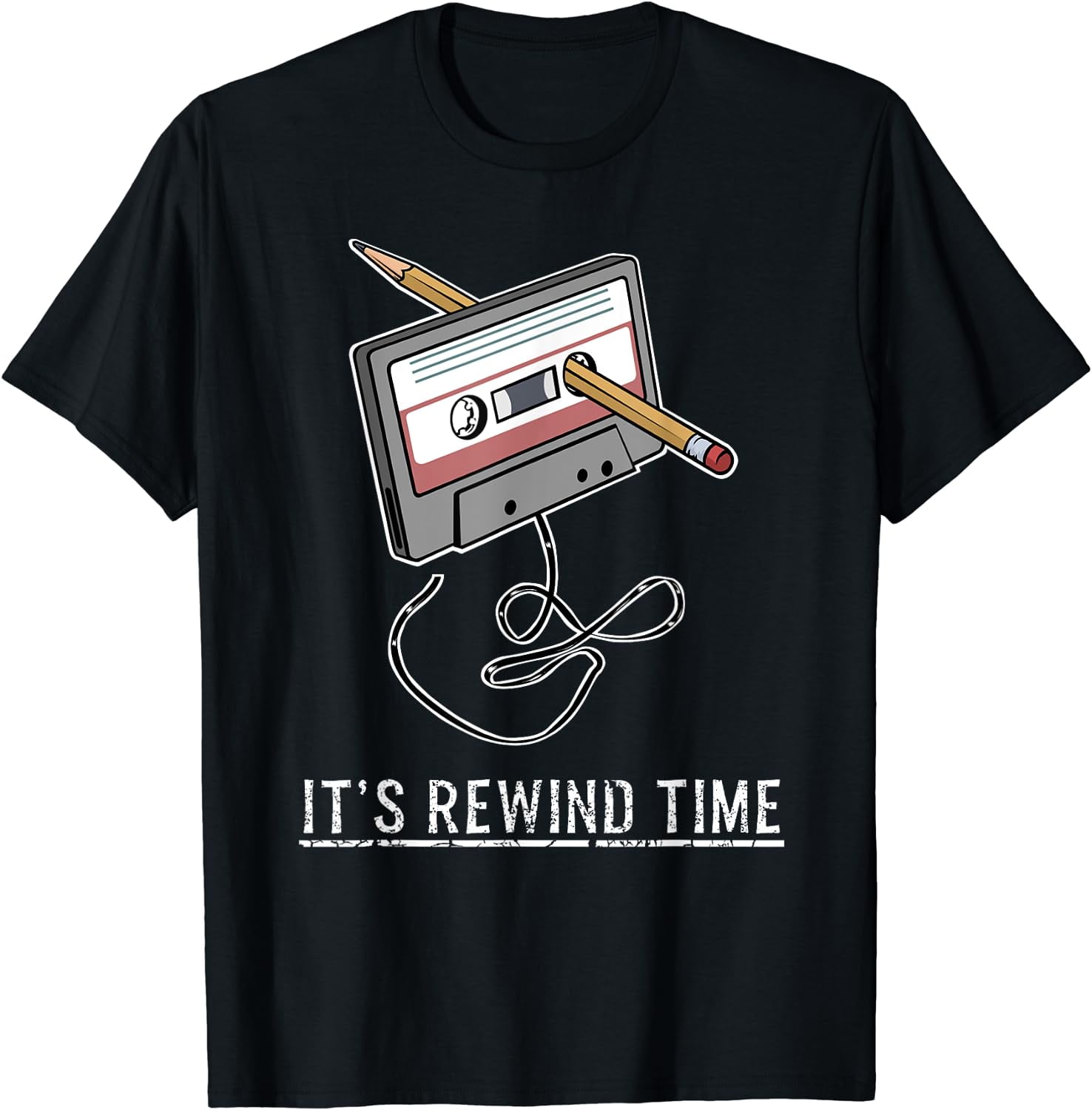Cassette Tape Rewind Time Retro Music T-Shirt Black - Walmart.com