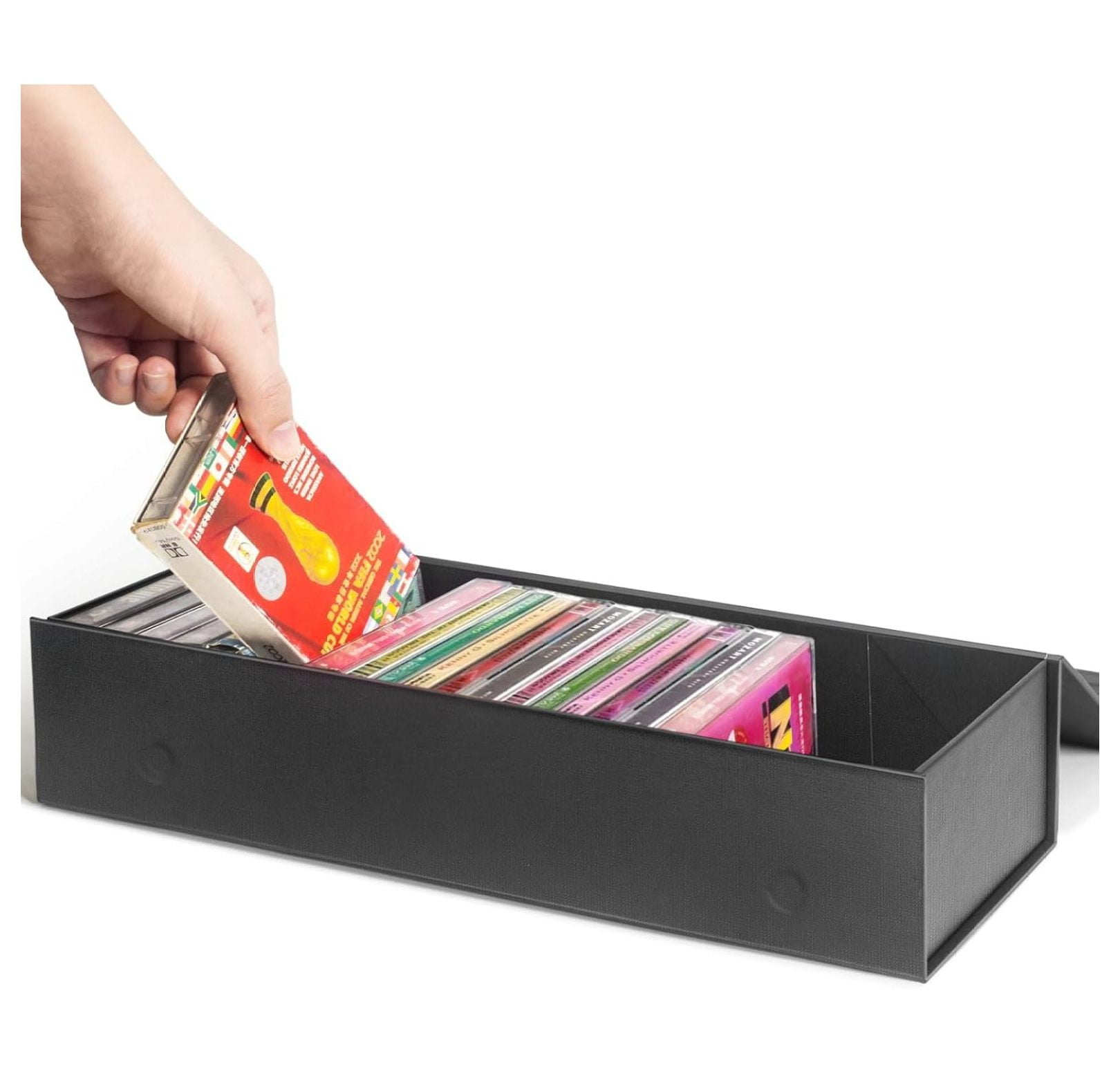 Cassette Tape Storage Box - 20 Capacity Holder 14.25x4.5x3 Inch - Black ...