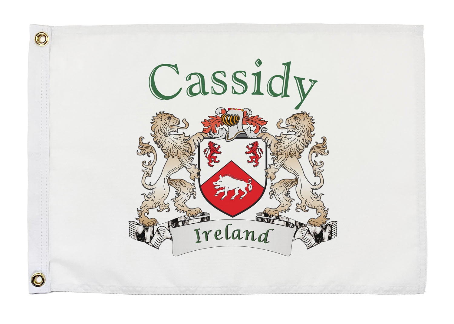 Cassidy Irish Coat of Arms Small White Flag - 16"x10.5" inches ...