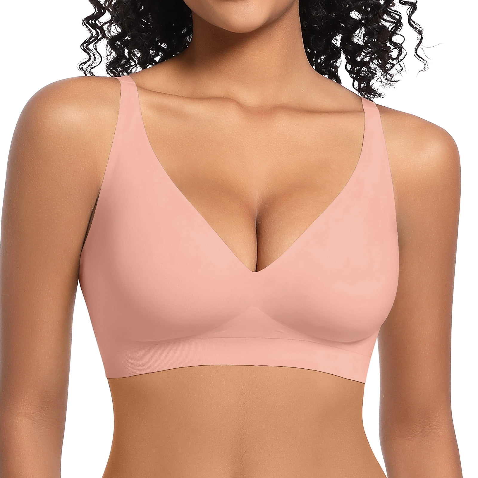 Cassie Liz Deep V Bras for Women Seamless Bralette Comfort Push Up Plunge Bra with Support ...