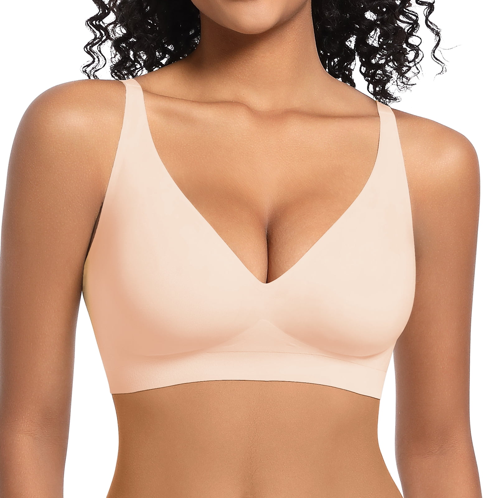 Cassie Liz Deep V Bras for Women Seamless Bralette Comfort Push Up Plunge Bra with Support ...
