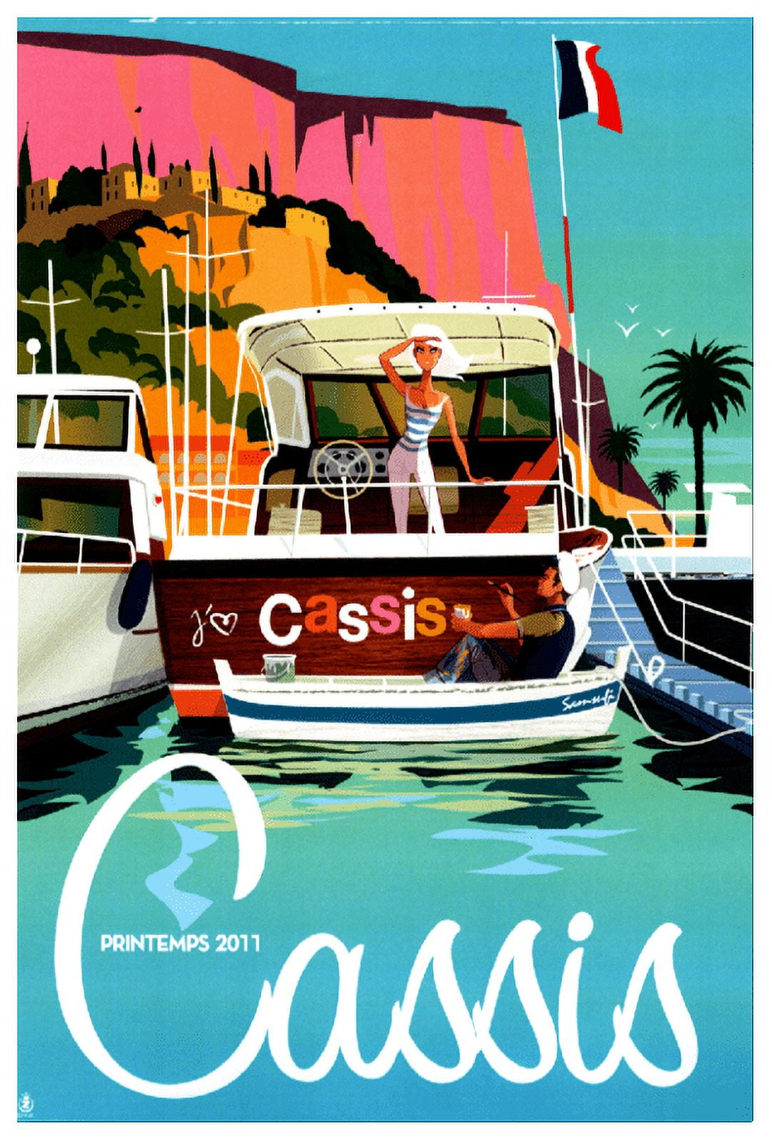 Cassis - France - Vintage Travel Poster (12x18Inches) - Walmart.com