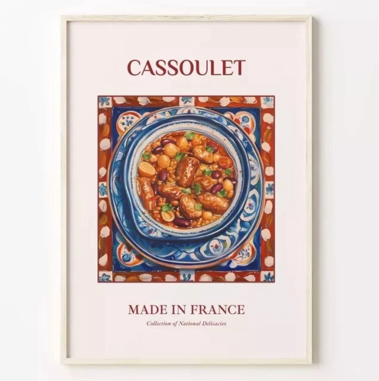 Cassoulet Maiolica Tile Plate Wall Art French Food Print Home Decor ...